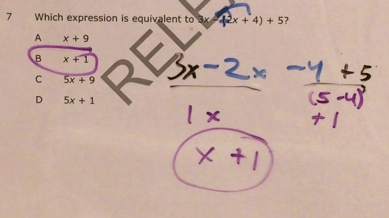 NC 7th Grade Math Released question 7 (released 2018 - 2019) (released ...