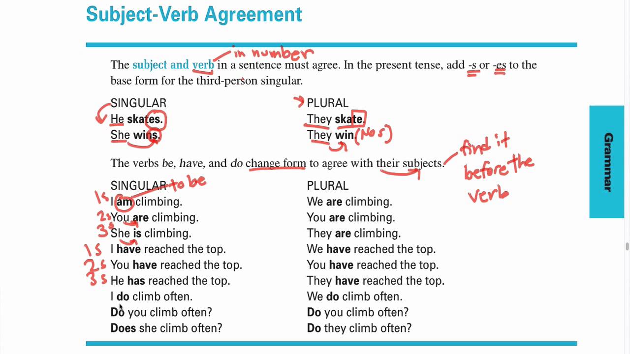 Grammar Lesson on Subject Verb Agreement - YouTube