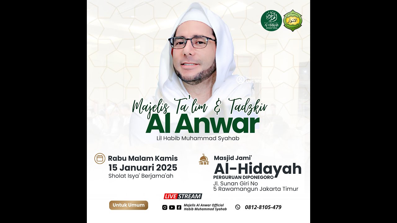 🔴 LIVE - PENGAJIAN MAJELIS TALIM & TADZKIR AL-ANWARLIL Habib MUHAMMAD ...