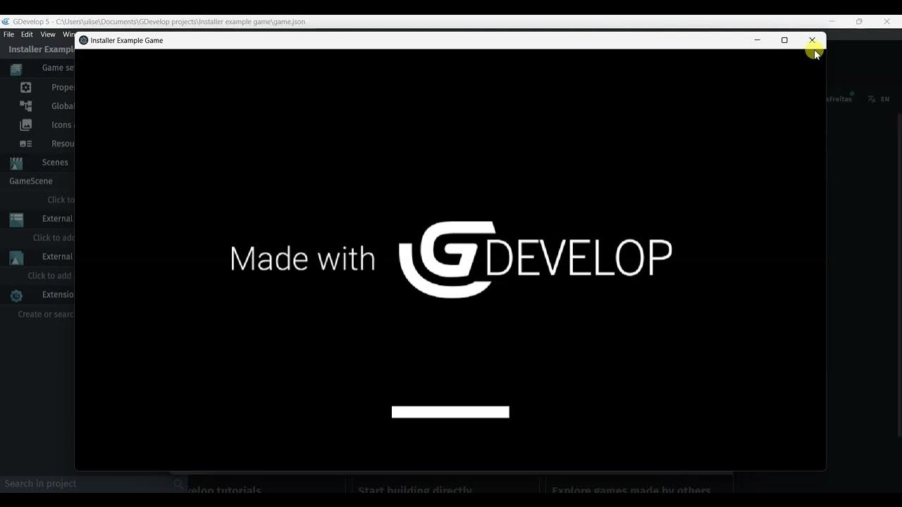 Creating my game manually in GDevelop + Add a custom Installer - YouTube