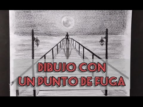 Dibujo Paisaje Perspectiva con un punto de fuga. Muelle y luna. How to ...