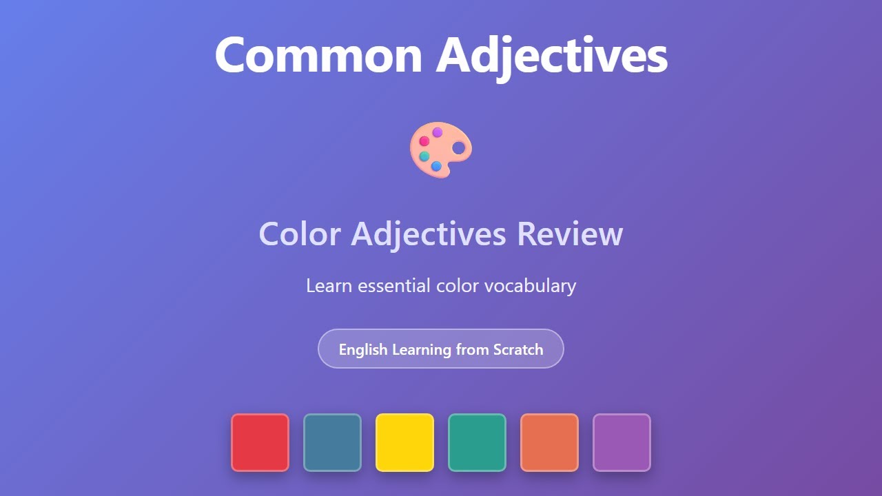 Common Adjectives: Color Adjectives Review | English Learning from ...