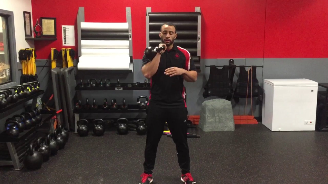 Kettlebell: Offset Load Front Squat with Single Arm Press - YouTube