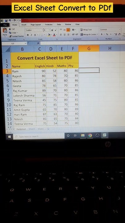 Excel Sheet Convert to PDF File #shorts #exceltopdf #ms_excel - YouTube