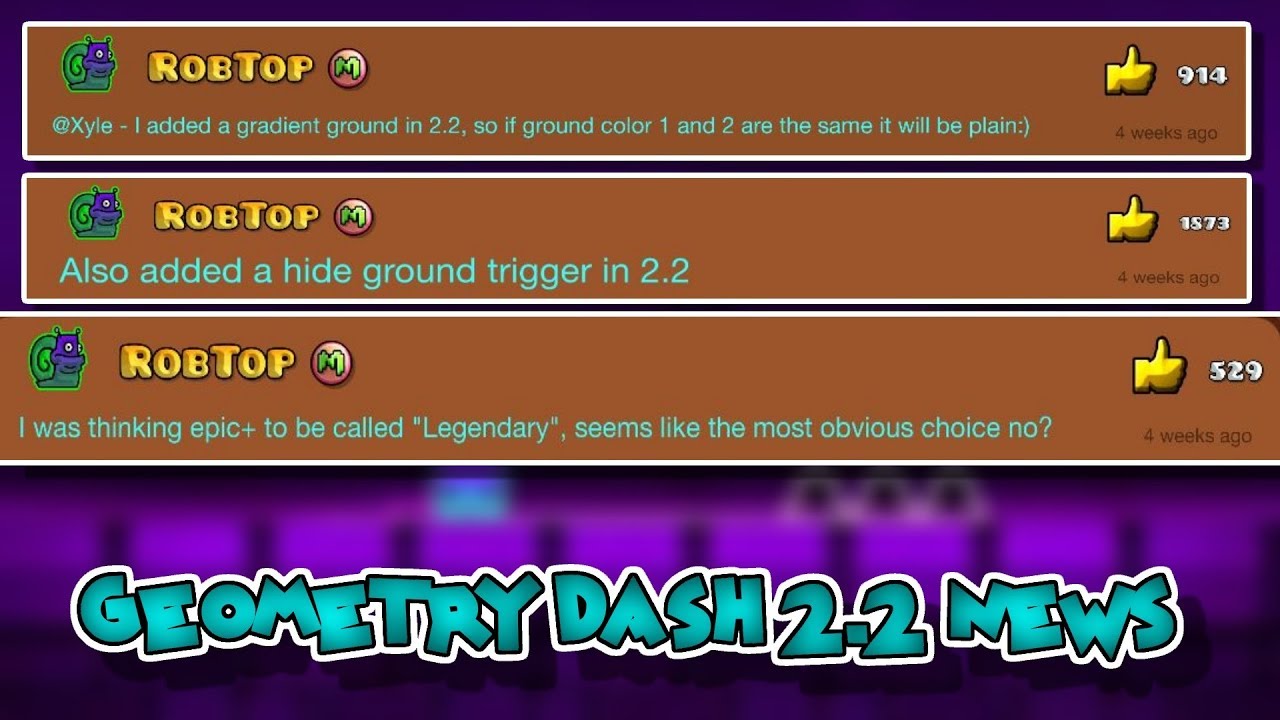 Geometry Dash 2.2 News | PLAIN GROUND, MORE TRIGGERS, LEGENDARY RATING ...