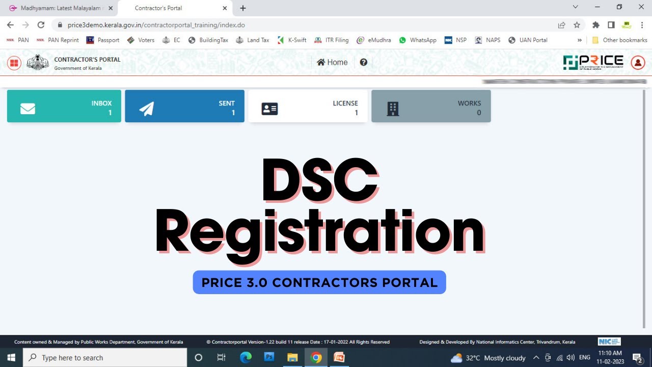 Price 3.0 Contractors Portal DSC Registration - YouTube
