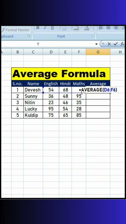 Average Formula in Excel | #shorts #average #formula #excelformula ...