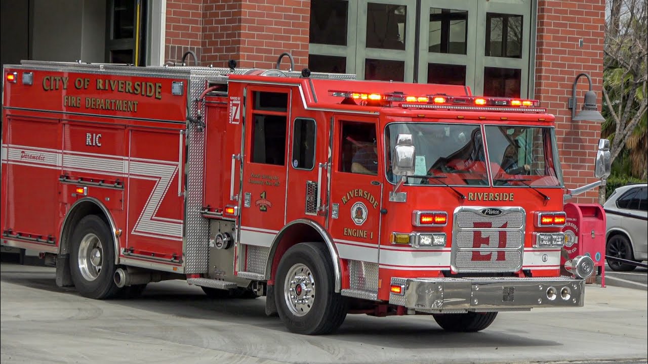 Riverside City Fire Dept. Engine 1 Responding - YouTube