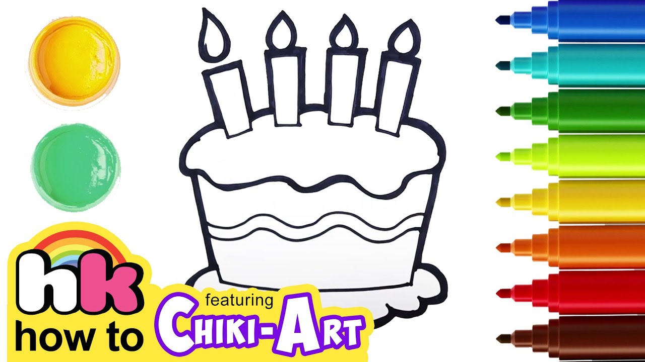 Chiki Art | How To Draw A Cake | Drawing & Coloring For Kids ...