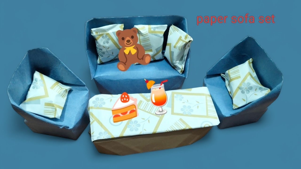 How to make 3D paper sofa |paper ka sofo kaise banaye | paper craft for ...