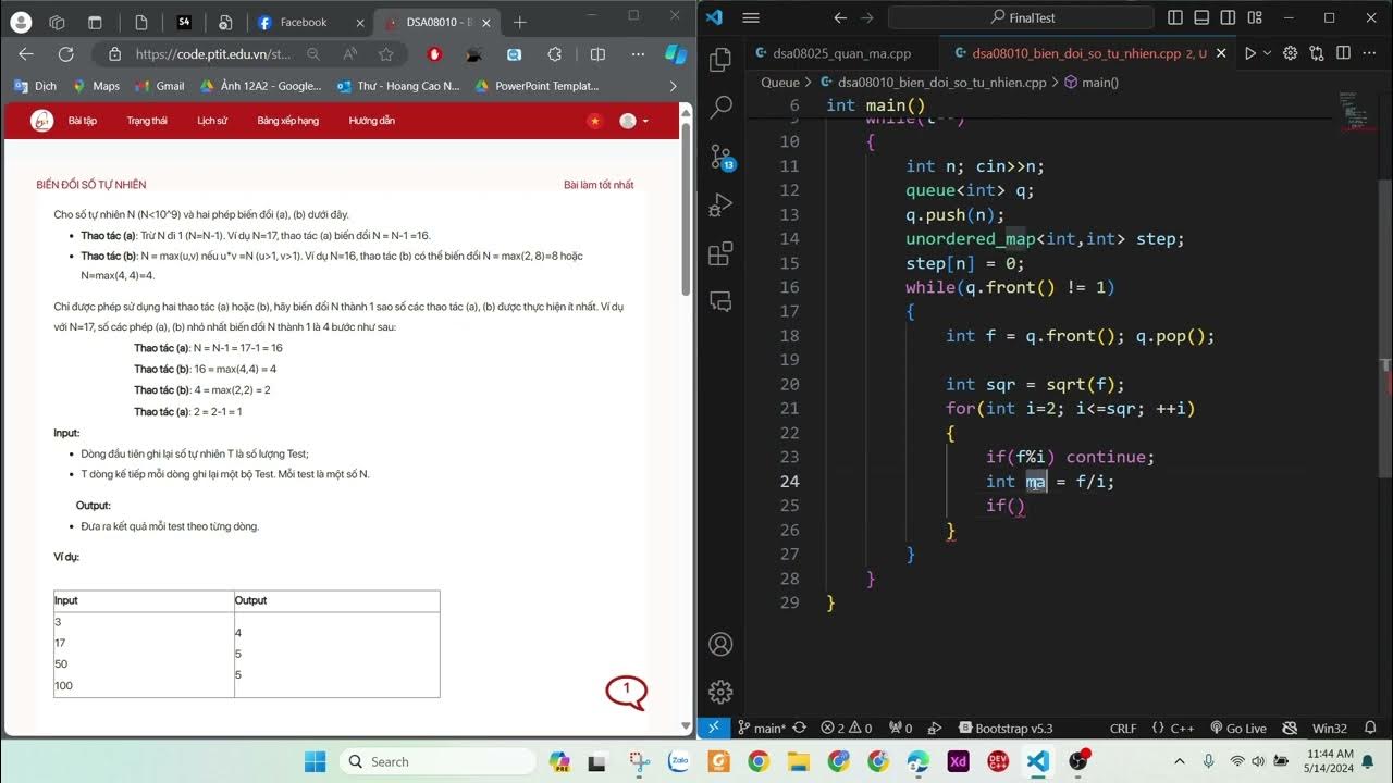 Dsa With C Codeptit Hàng đợi Dsa08010 Biến đổi Số Tự Nhiên Youtube