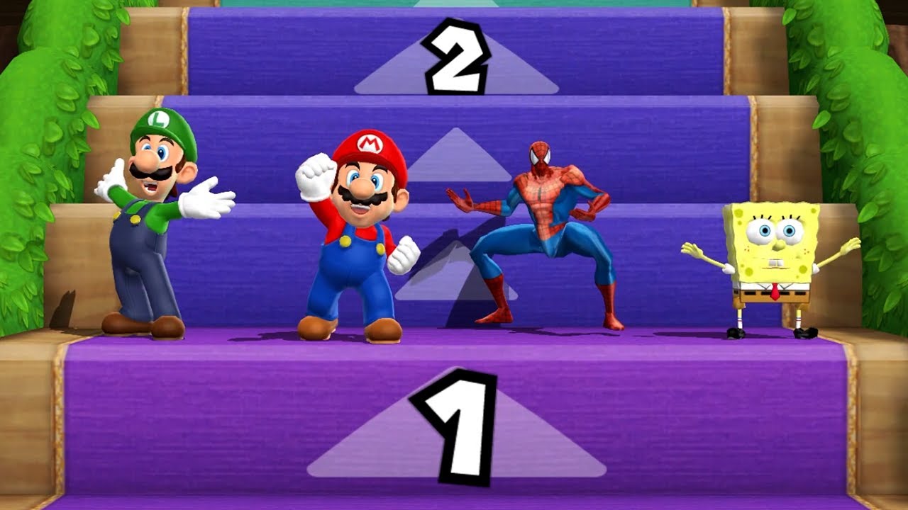 Mario Party 9 MInigames - Luigi Vs Mario Vs Spider Man Vs Spongebob ...