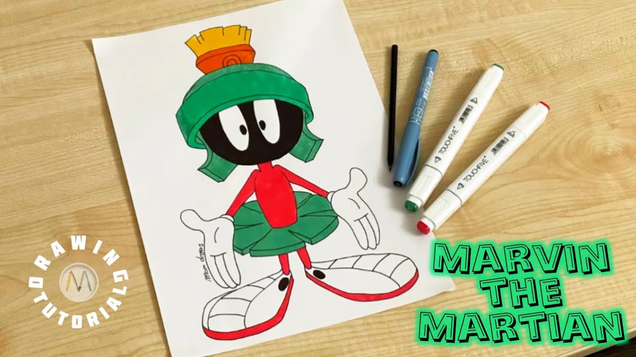 How to draw Marvin the Martian from Looney Tunes - YouTube
