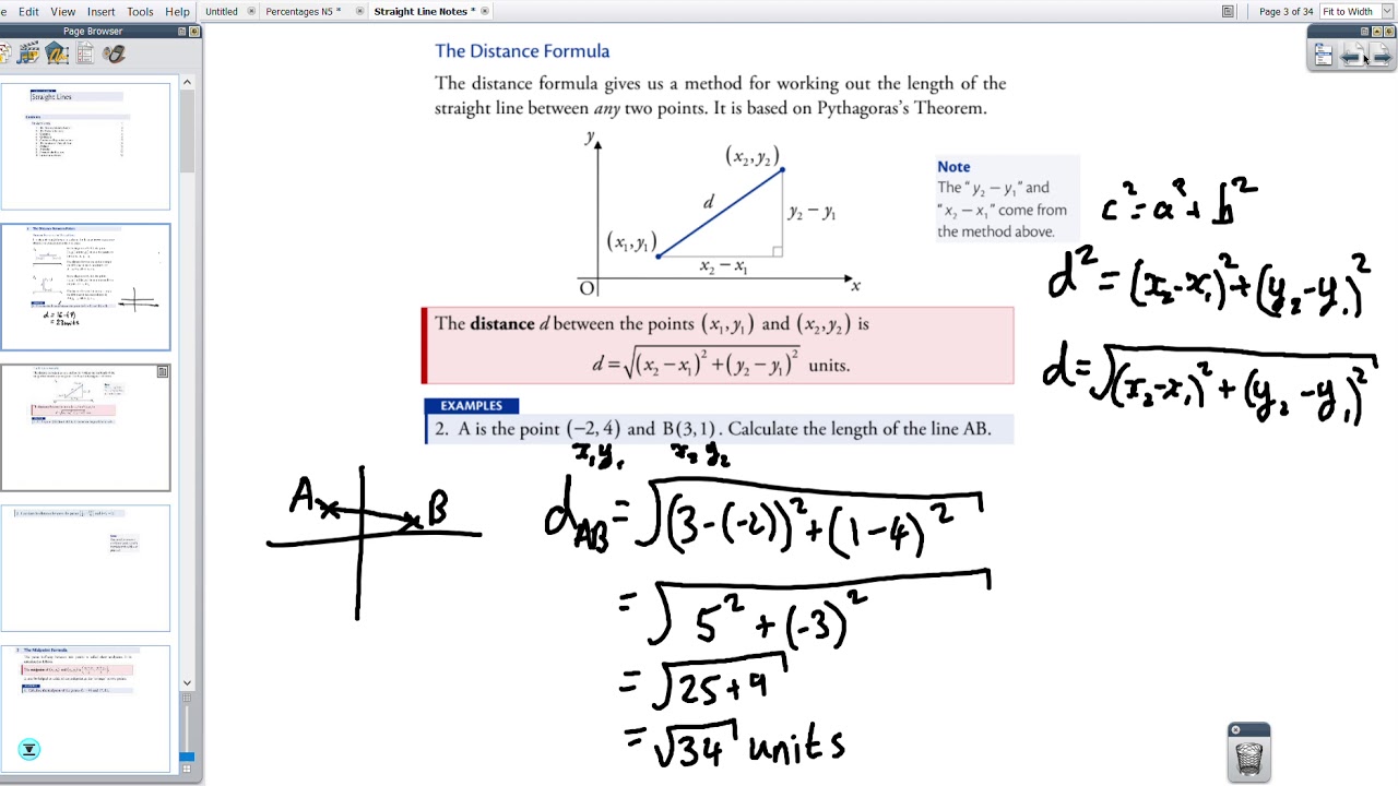 Straight line 1 - Distance between 2 points - YouTube