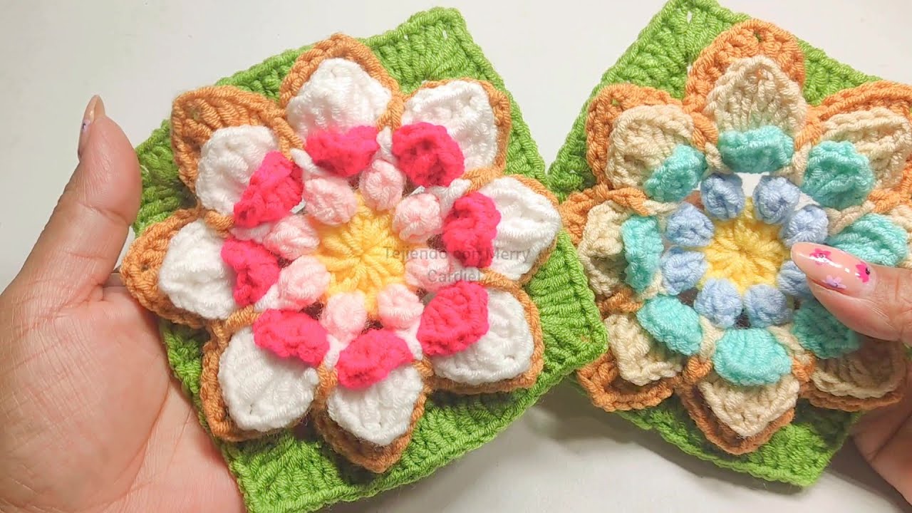 CLASE DE COME TEJER UN GRANNY A CROCHET MUY BONITO - YouTube