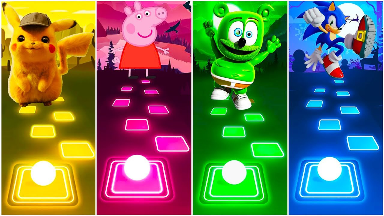 Pikachu - Peppa Pig - Gummy Bear - Sonic Tiles Hop EDM Rush - YouTube