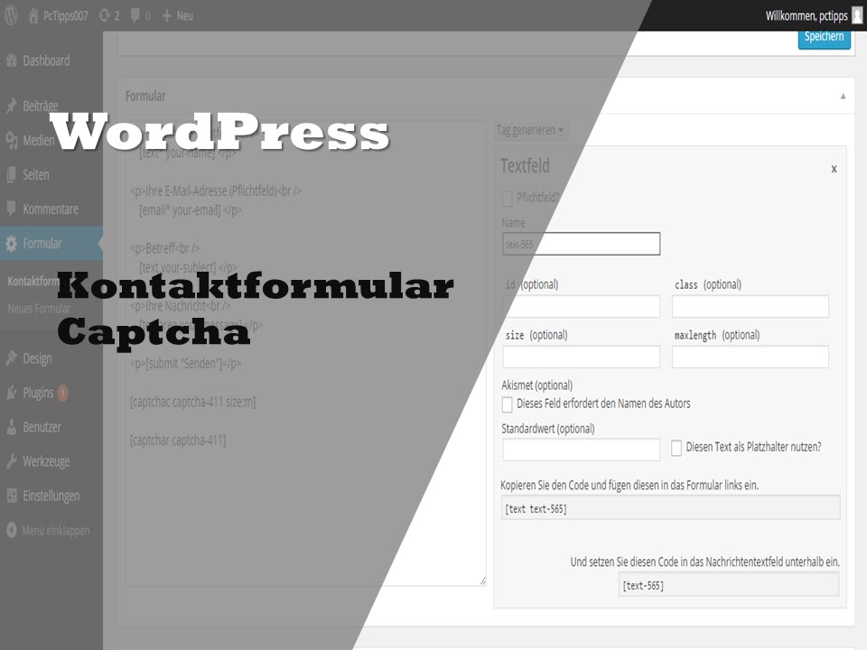 Captcha für Wordpress Kontaktformular einbinden | Tutorial - YouTube