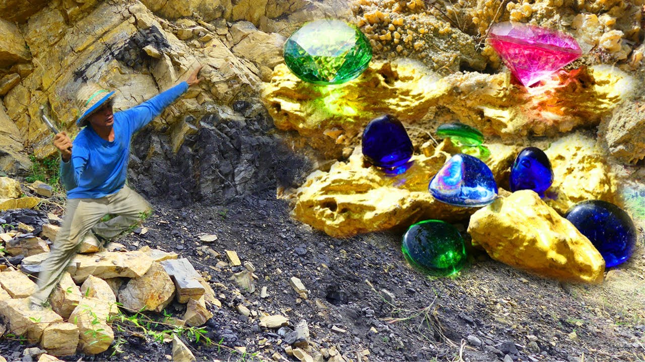 Gold miners found gold, gems, and At the rocky place in one place - YouTube