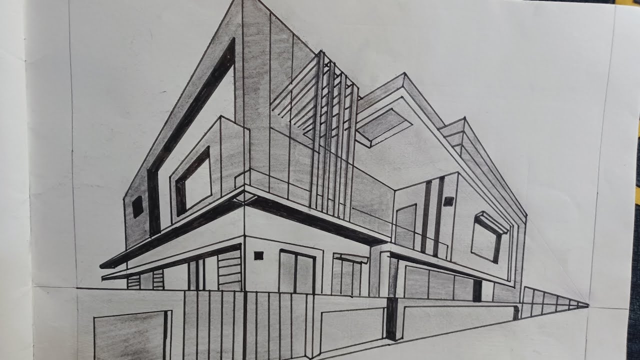 How to make 3D house sketch ️ # pencil sketch - YouTube
