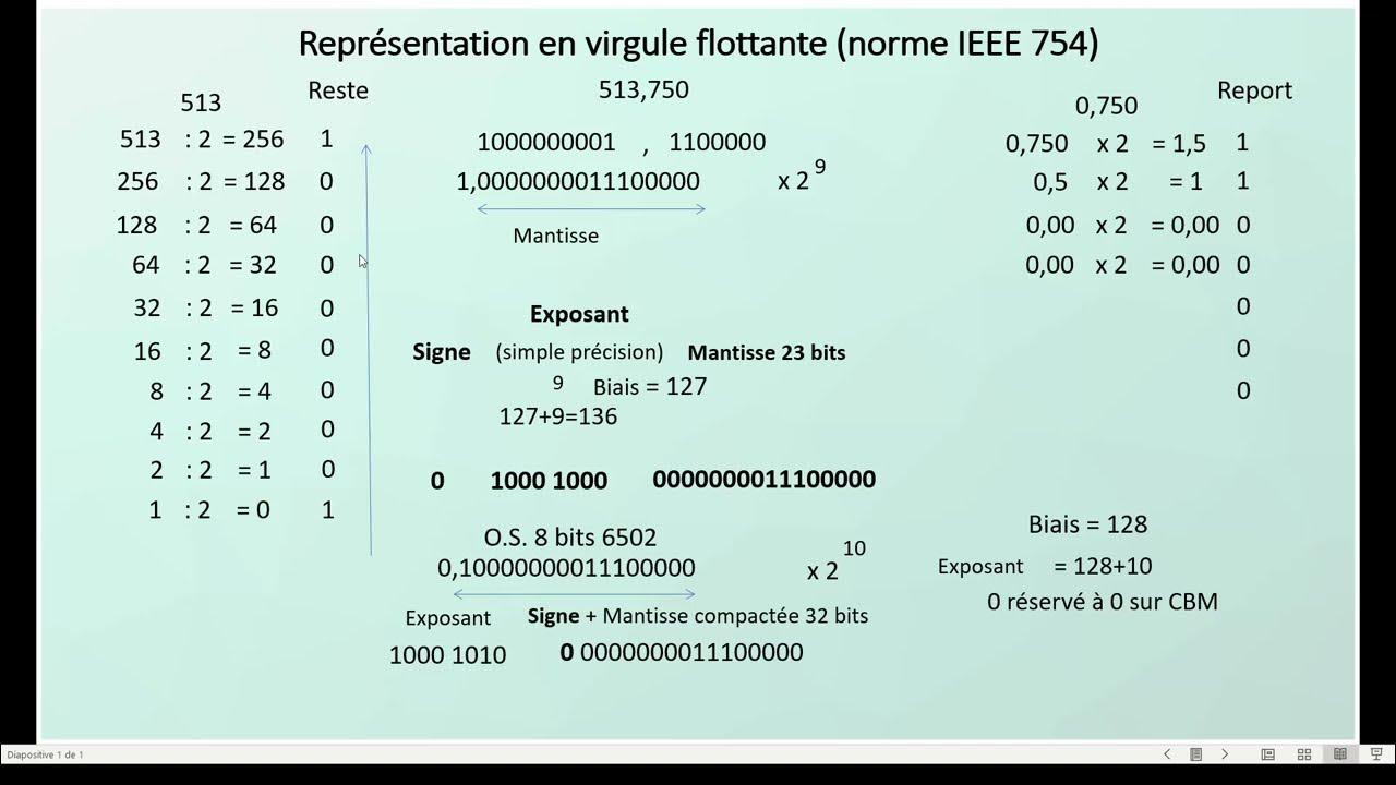 Représentation en virgule flottante selon la norme IEEE 754 (et sur les micro-ordinateurs 6502/ ...