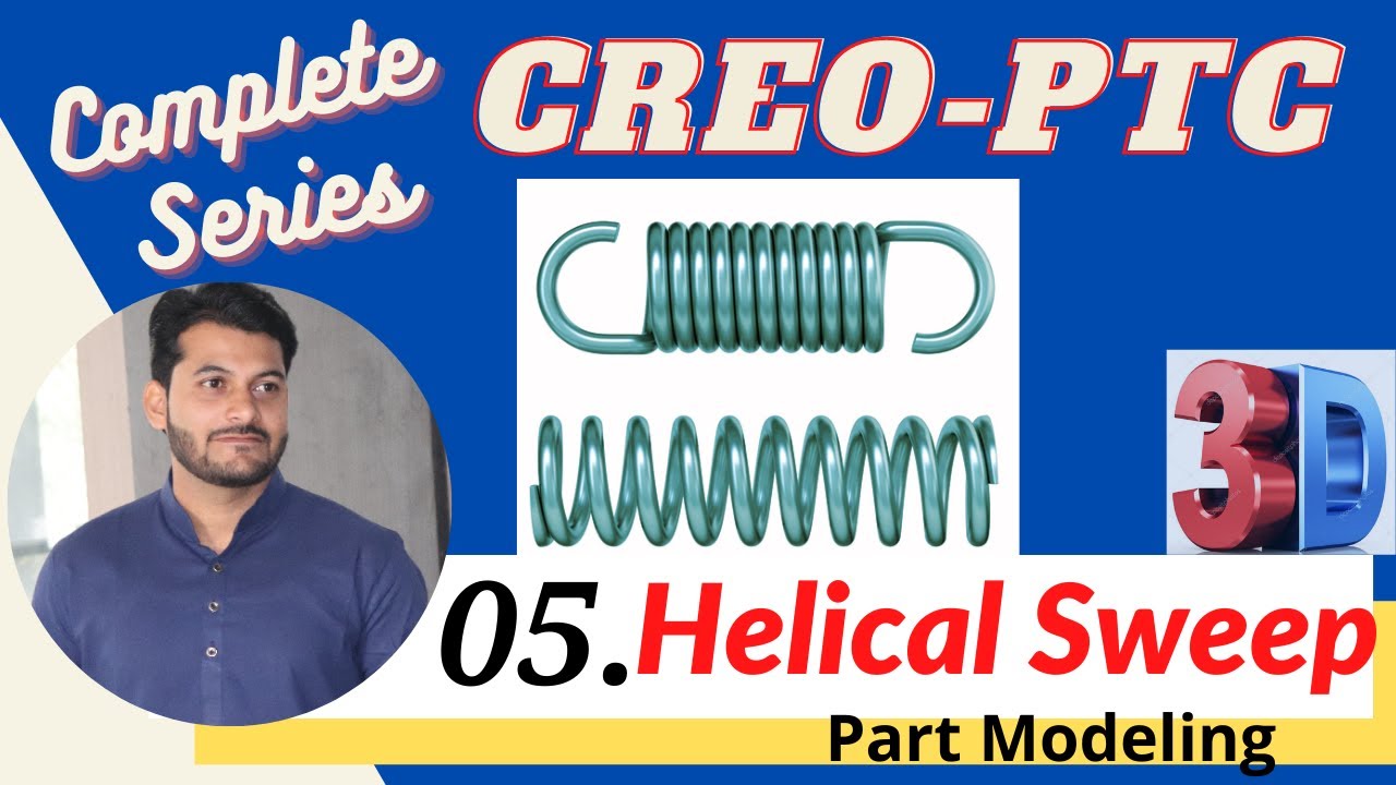 5. Helical Sweep Command in Creo PTC || Creo Tutorial For Beginner ...