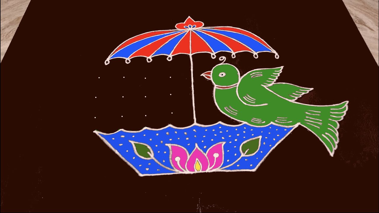 Cute birds rangoli design 9X5 dots | Paravai kolam | Birds muggulu ...