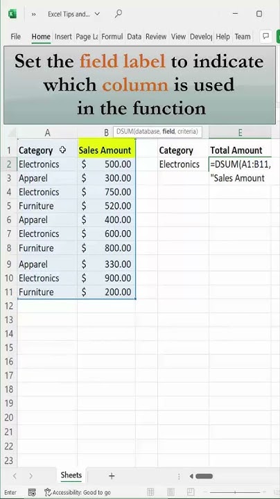 How to Use DSUM Function in Excel - YouTube