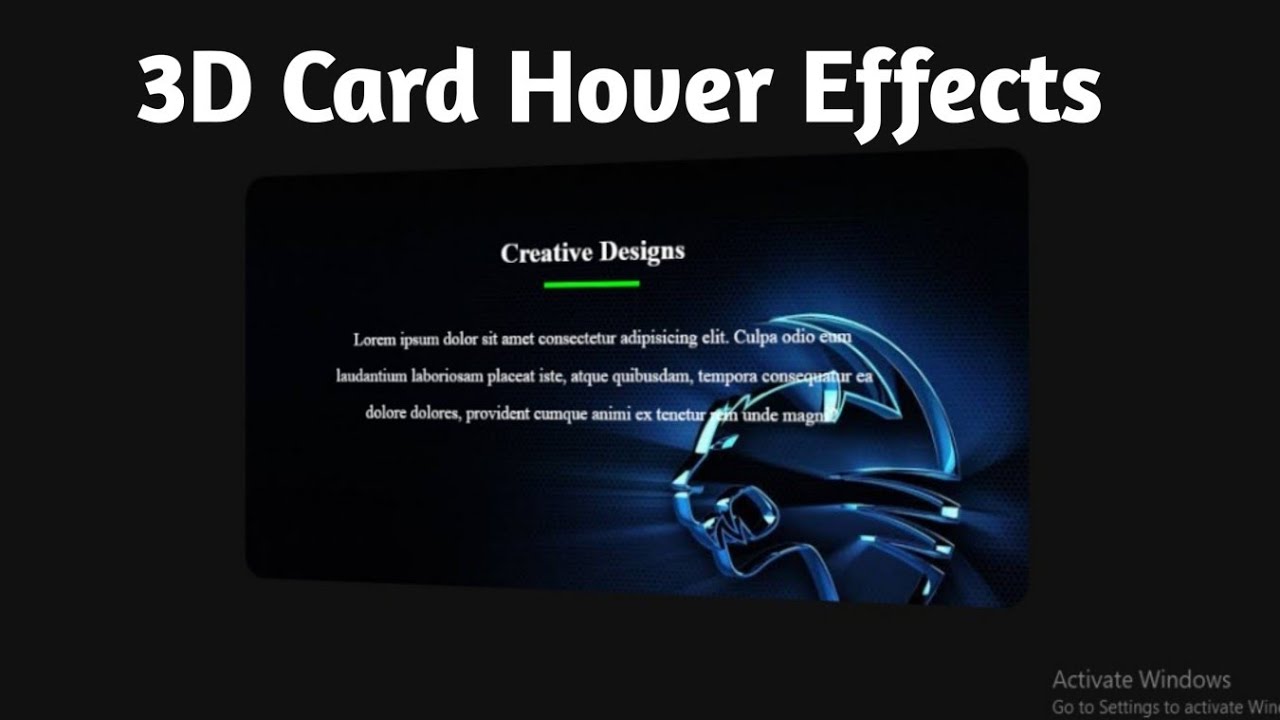 Create 3D Card Hover Effects using HTML and CSS - YouTube