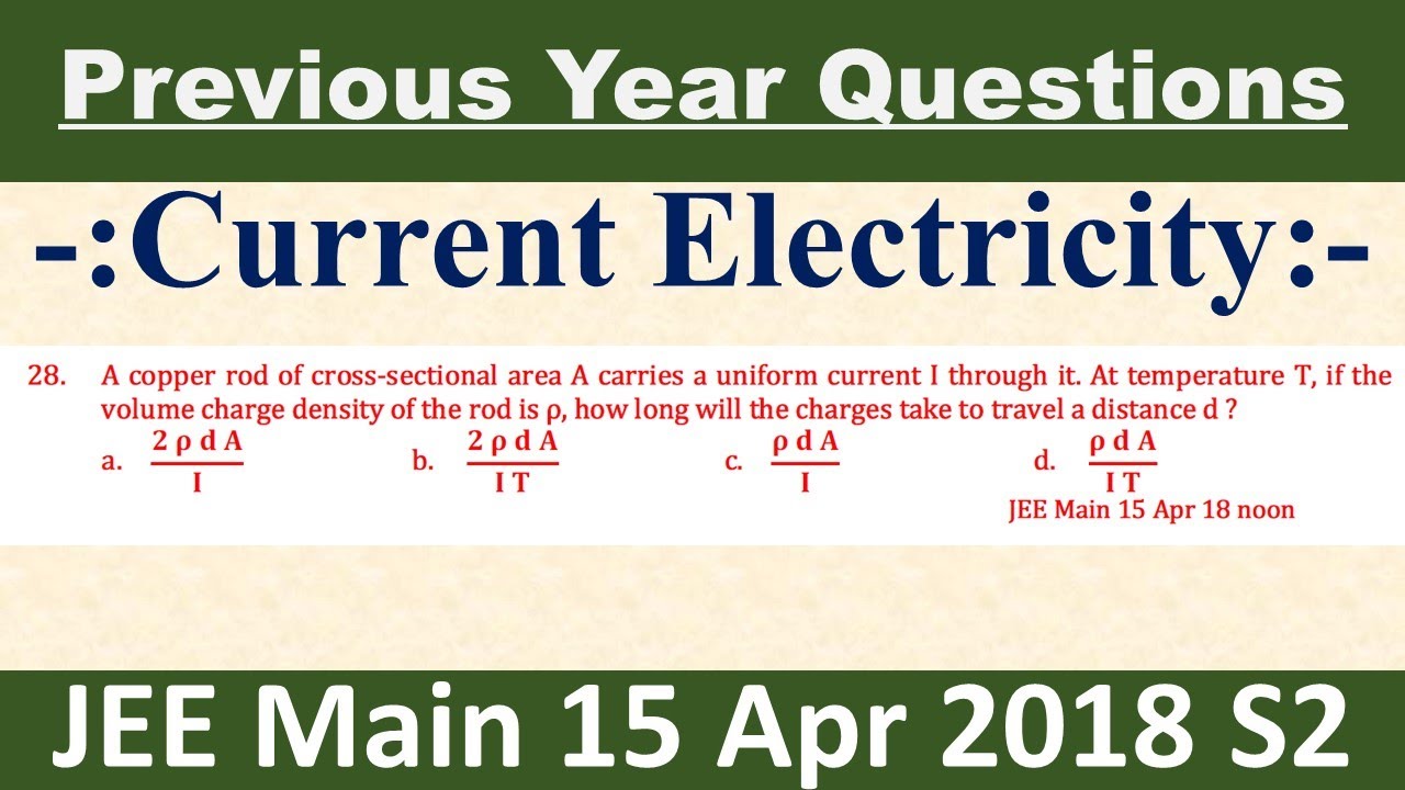 A copper rod of cross-sectional area A carries a uniform current I ...