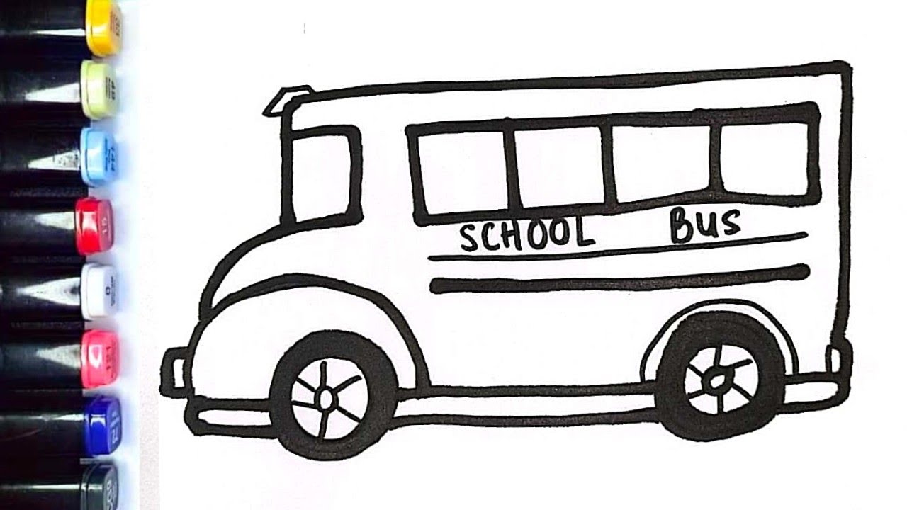 How to Draw a School Bus | Easy Drawing Step by Step for Kids - YouTube