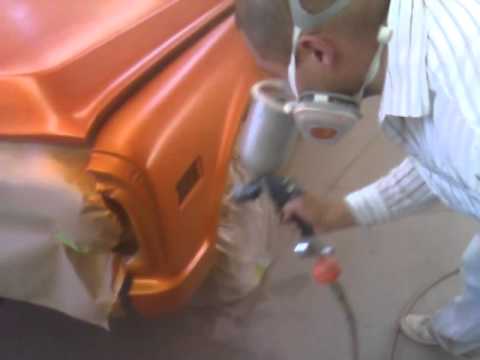 Spraying candy paint on my 1970 chevy c-10 - YouTube