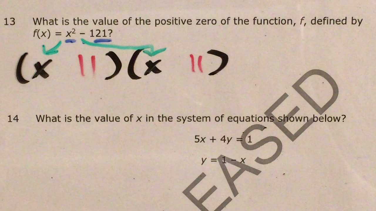 NC Math 1 Released question 13 (released 2018 - 2019) - YouTube