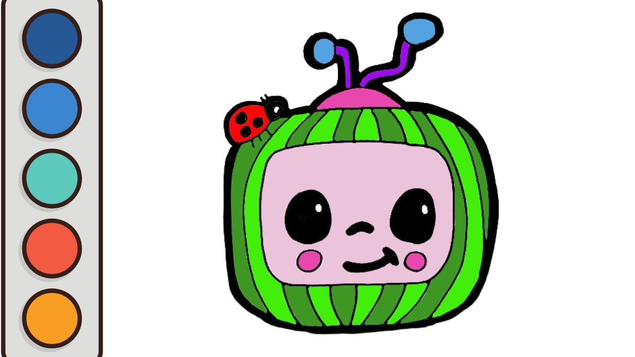 How to draw Cocomelon | Cocomelon logo drawing & coloring for kids ...