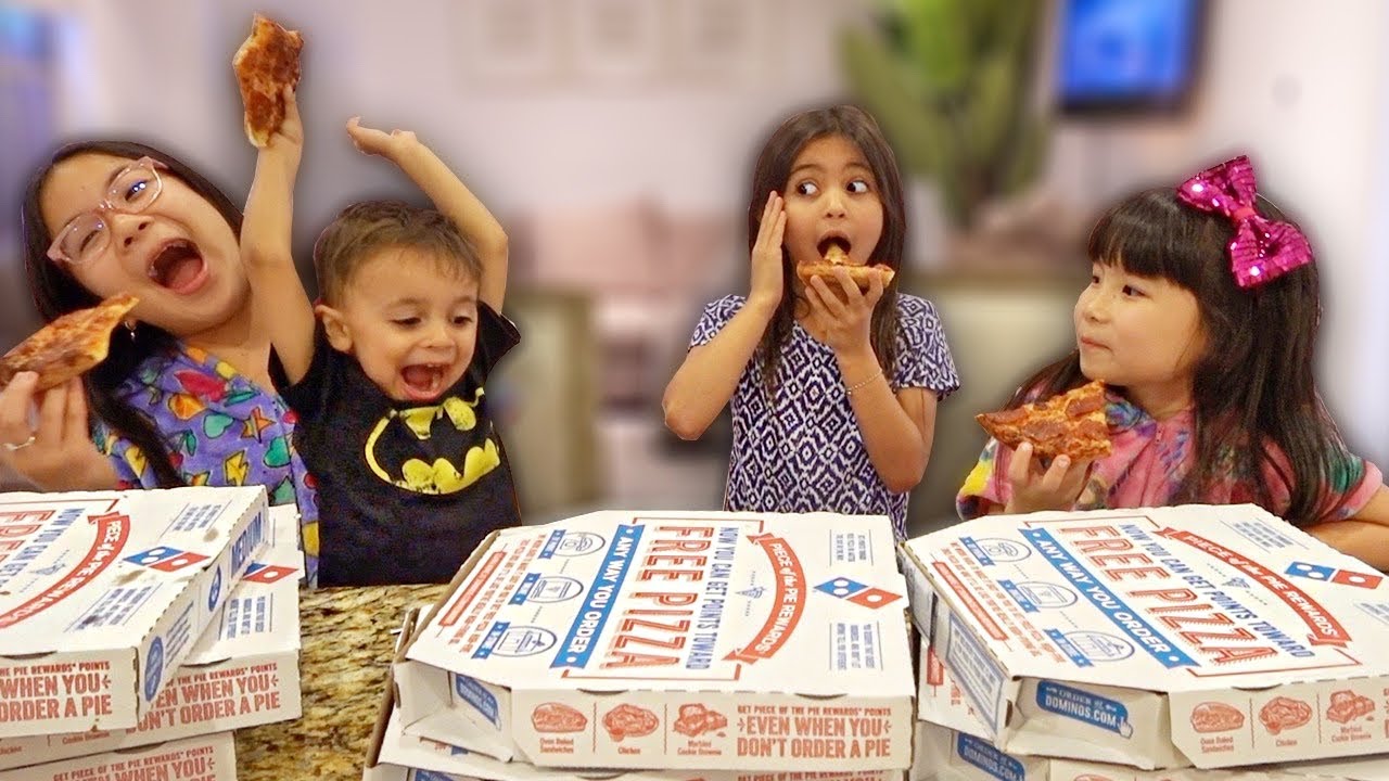 LAST TO STOP EATING PIZZA WINS MYSTERY BOX! - YouTube
