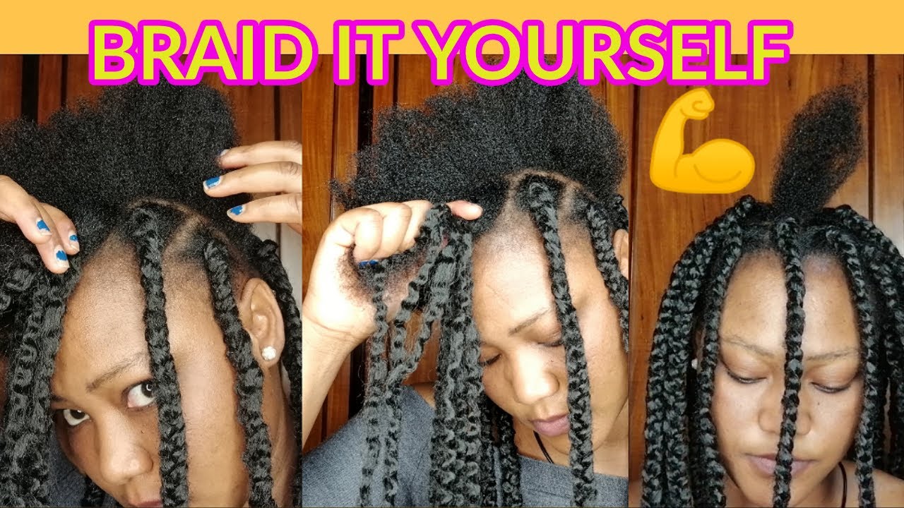 HOW TO BRAID YOUR OWN HAIR USING THE BOX BRAIDS METHOD - YouTube