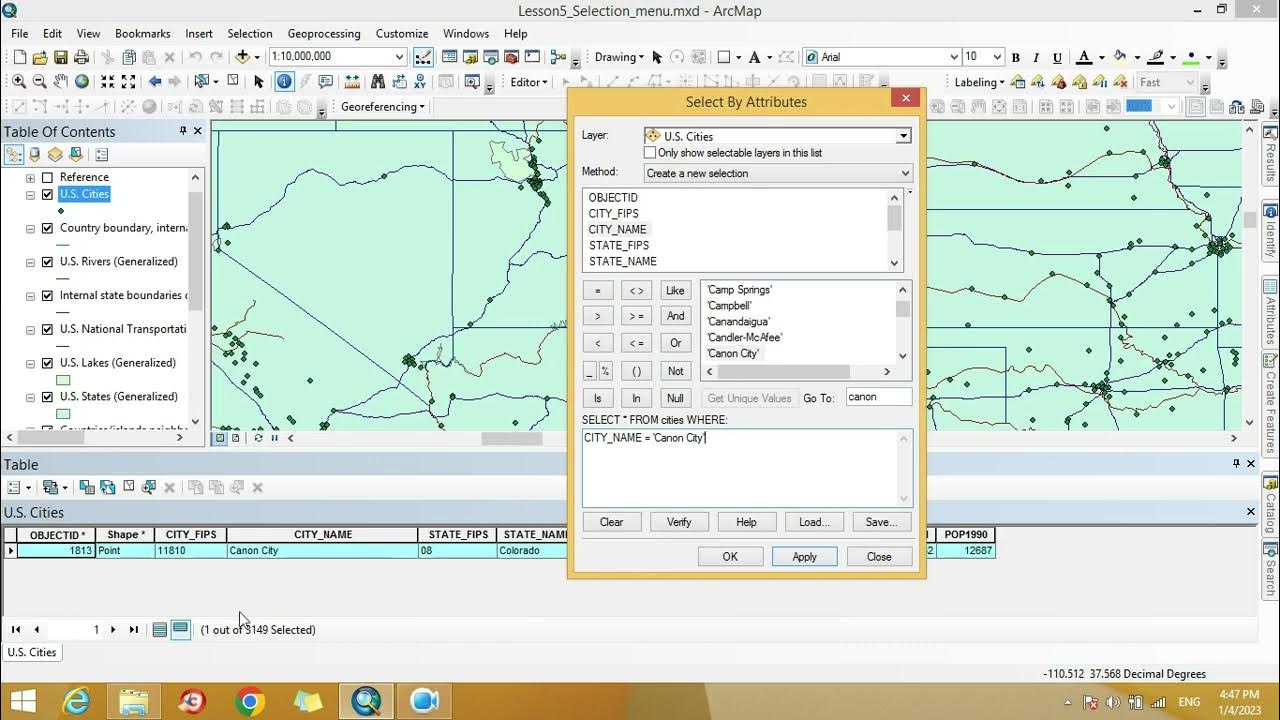 Select by attribute SQL querry Select menu ArcMap ArcGIS Lesson 5 1 - YouTube