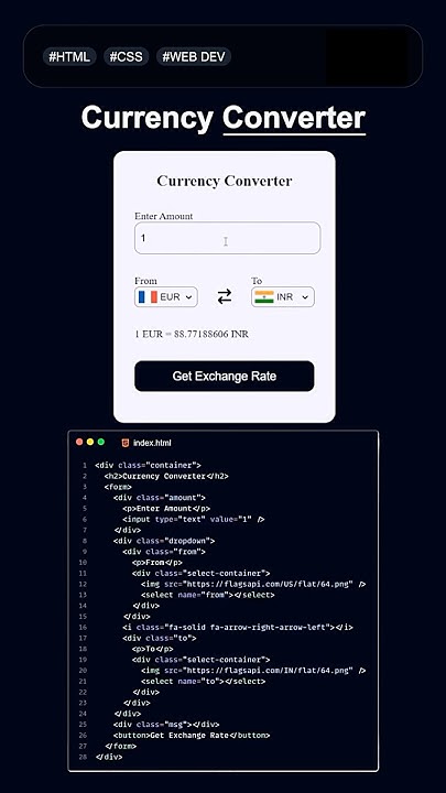 Create Currency Converter #trending #coding #htmlcssjavascript #shorts ...