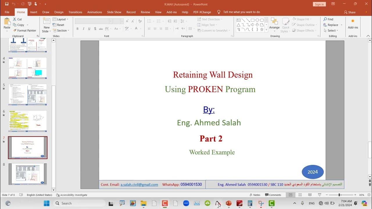 Analysis and Design of Retaining Walls using PROKON Program (Part II) - YouTube