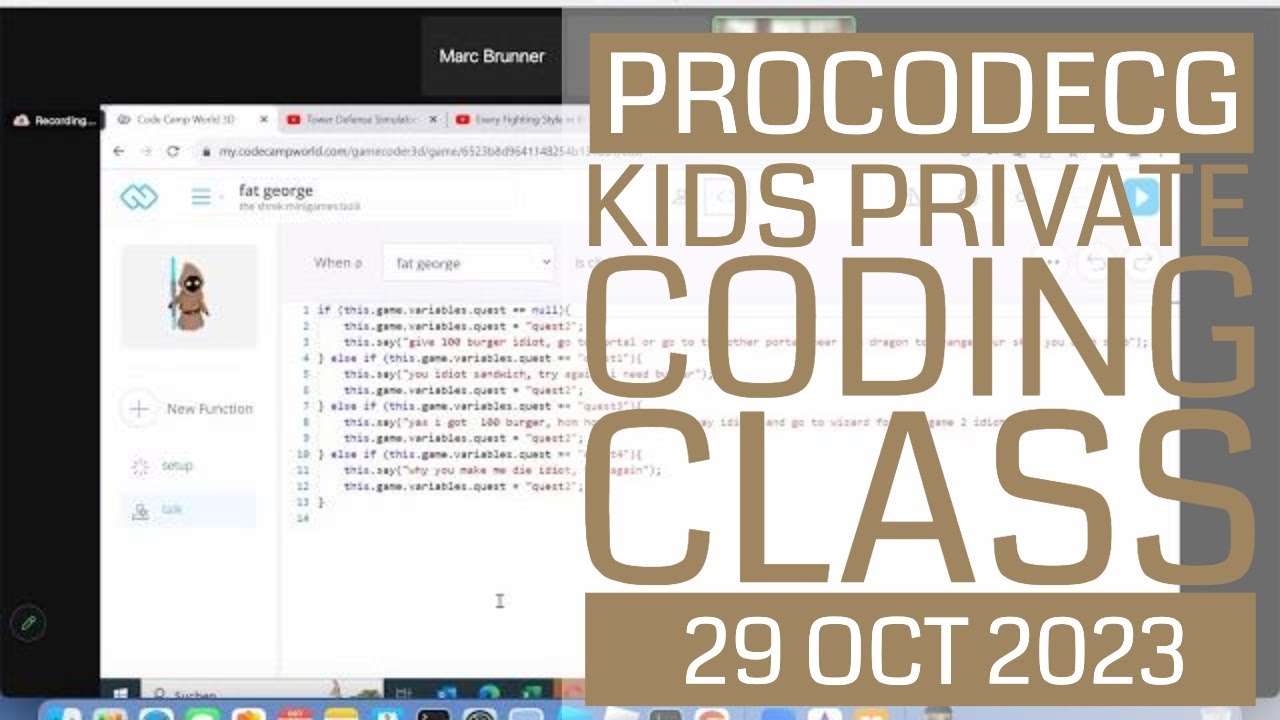 ProCodeCG Kids Private Coding Class - Flurin & Corsin - 29 Oct 2023 - YouTube