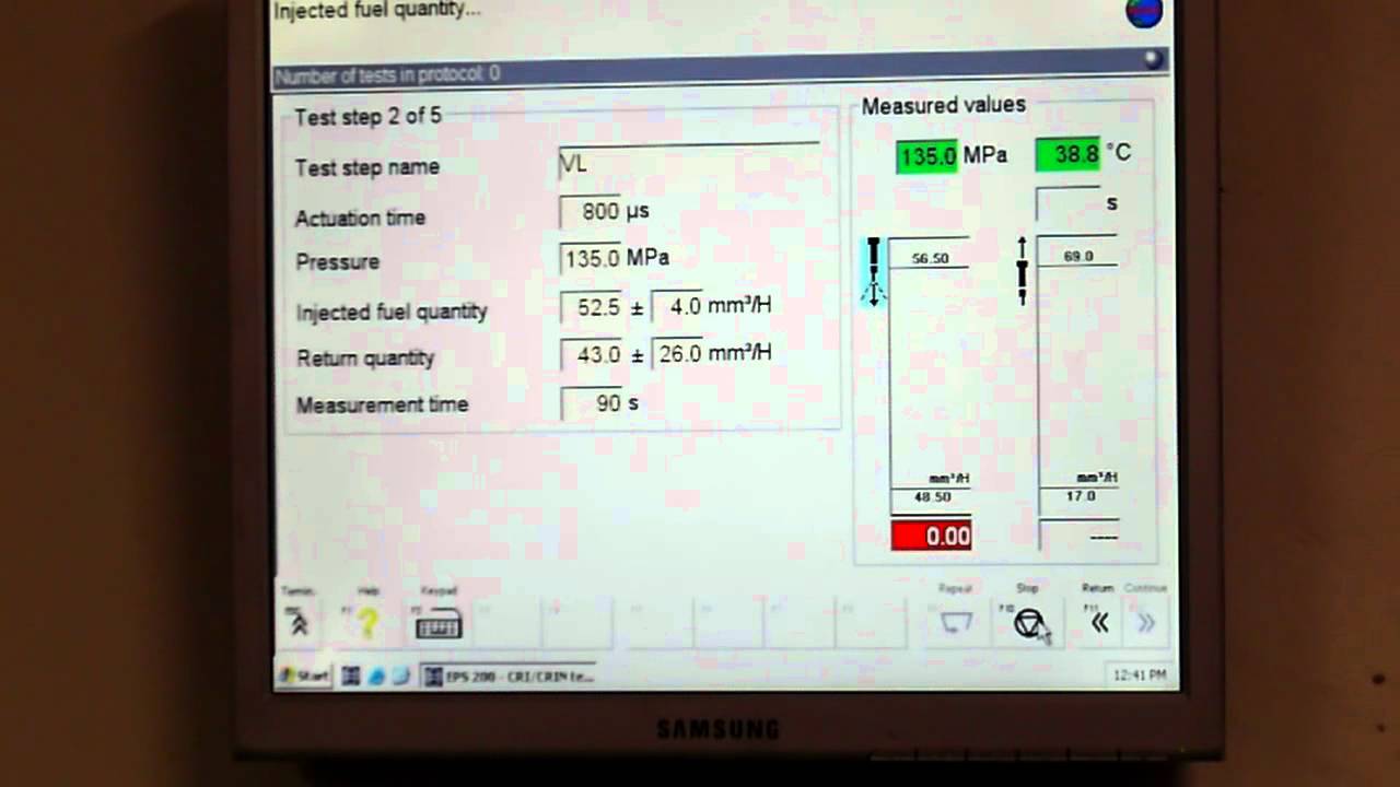 bosch eps 200 - testare injector - YouTube