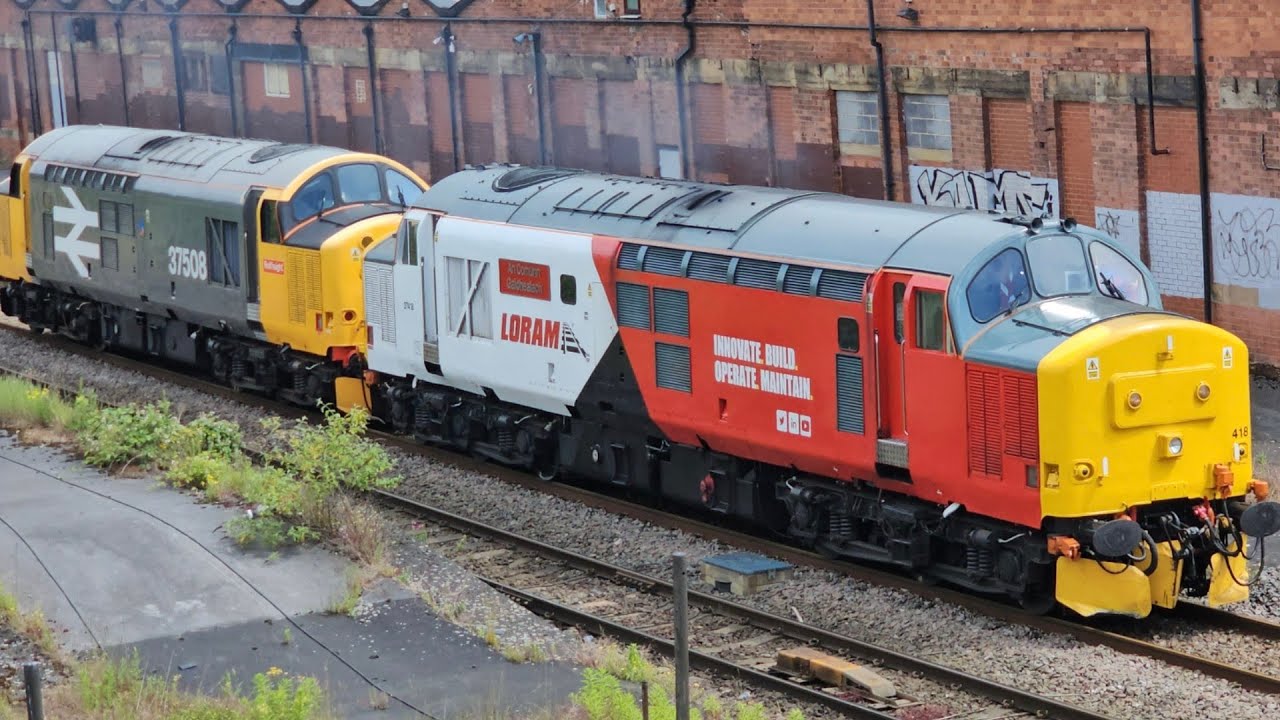 Loram Rail 37418+Railfreight 37508 At Masborough From Grosmont To Derby ...