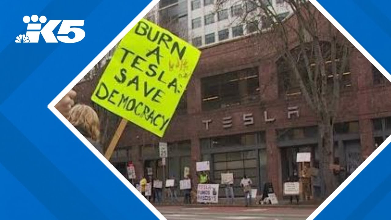 Seattle joins nationwide protests against Elon Musk, Tesla - YouTube