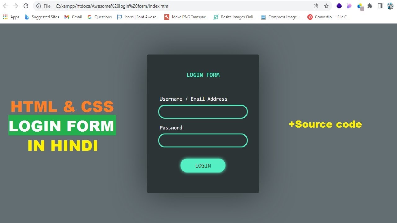 How To Create Login Form In HTML And CSS Hindi Tutorial - YouTube