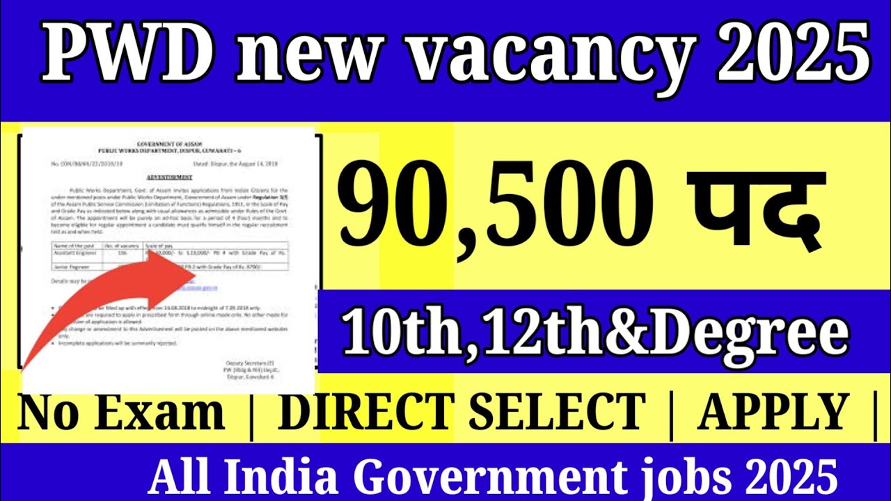 PWD विभाग पर Vacancy 2025 - All india jobs | Pwd new vacancy 2025 | All ...