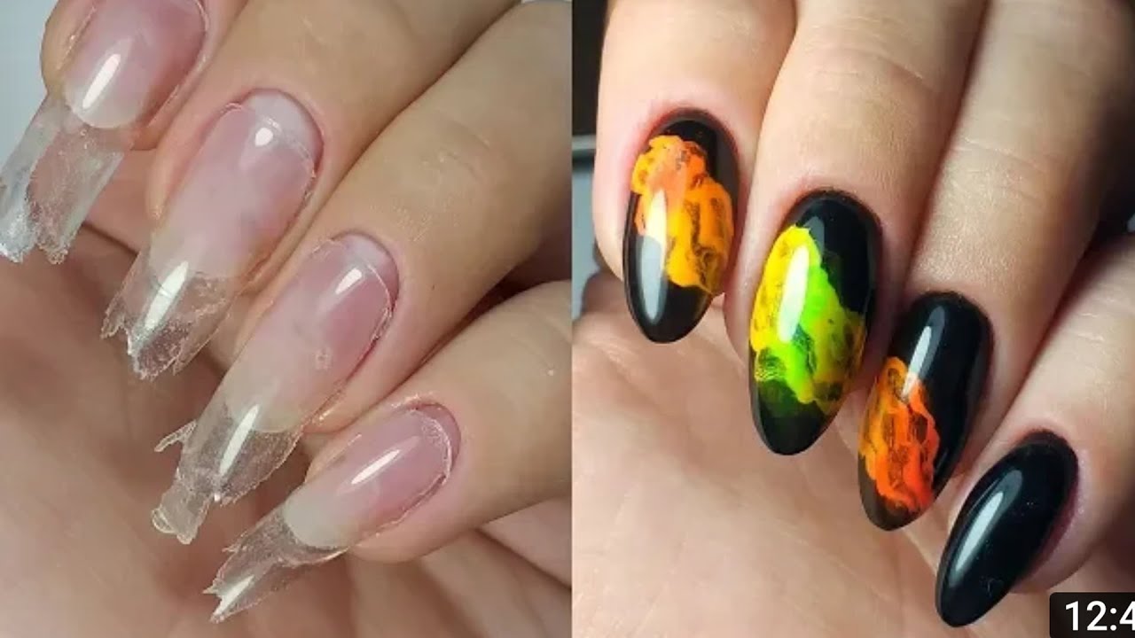 Neon rainbow smoke nails with pigments How to Build Nails with polygel ...