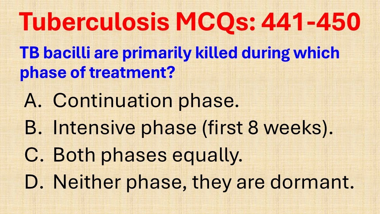 Tuberculosis multiple choice questions 441-450 | Manage tuberculosis ...