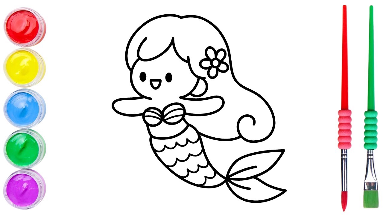 How to Draw Mermaid Marina 🧜🏻 ‍Drawing and Coloring Mermaid for Kids ...