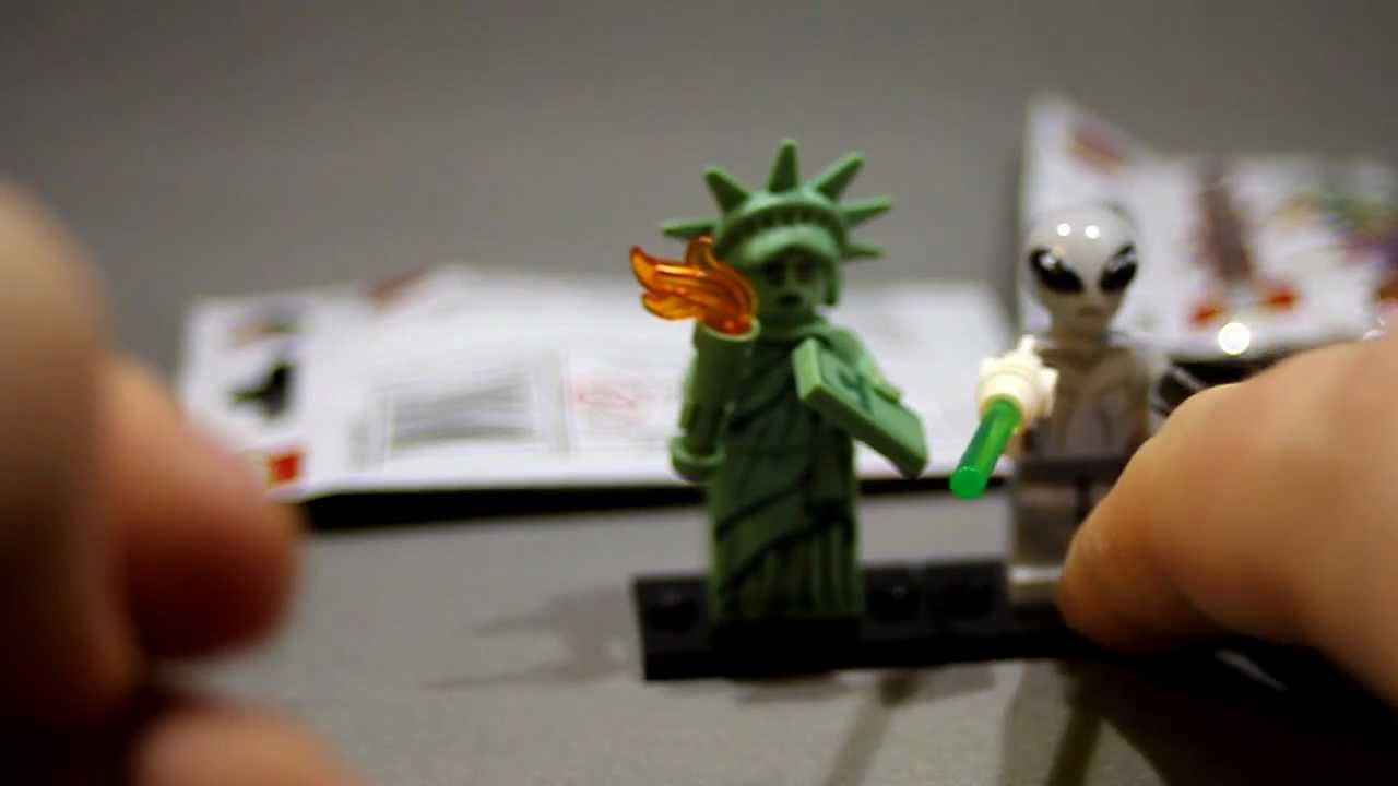 LEGO System Minifigures Series 6 Review Alien Genie Lady Liberty - YouTube