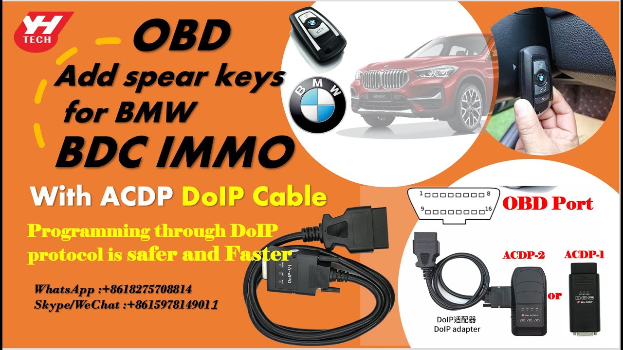 How to use ACDP DoIP cable add spare keys for BMW BDC IMMO through OBD ...