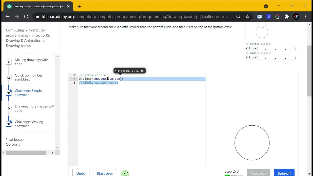 How to make a simple snowman in Khan Academy (Challenge) - YouTube